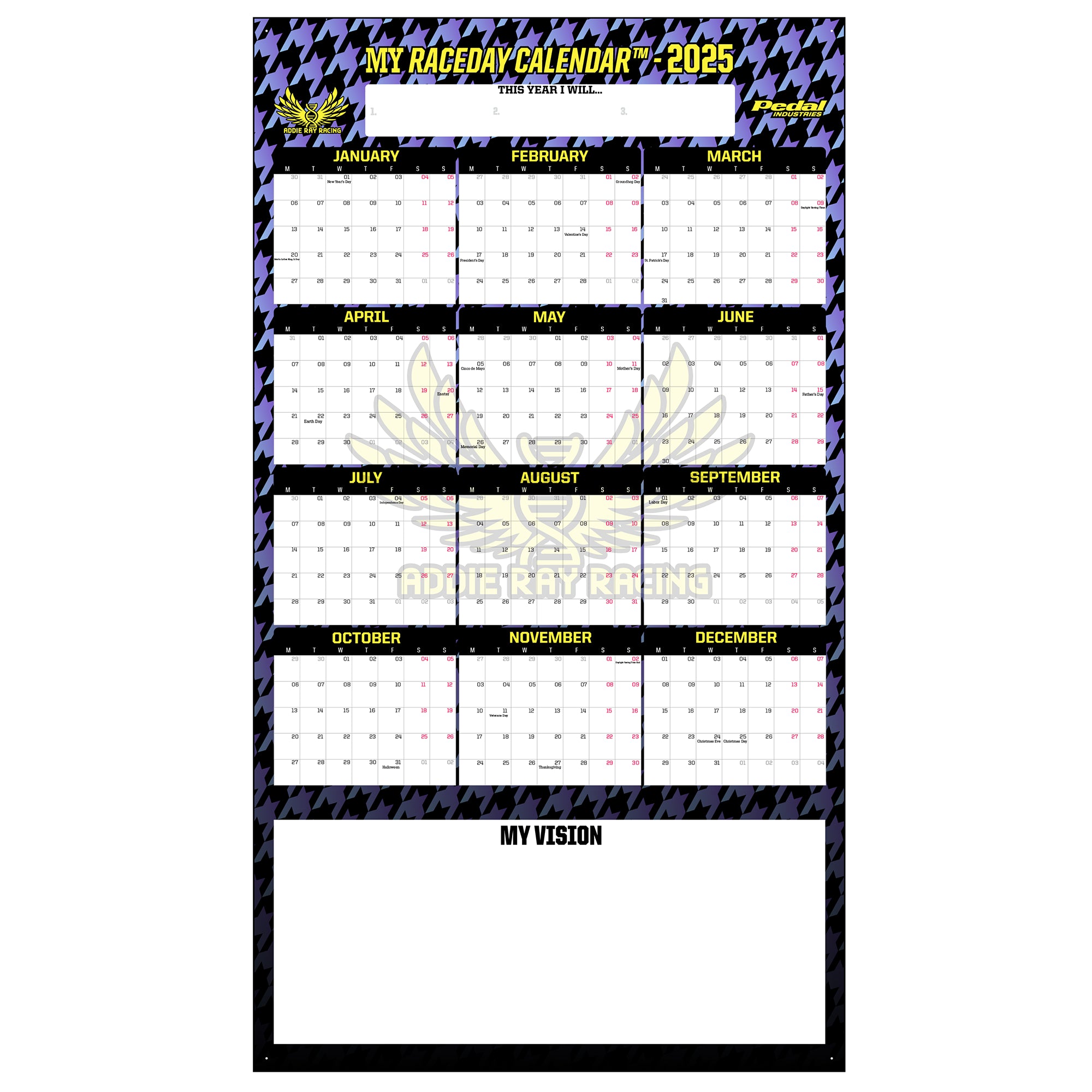 Addie Ray Racing 2025 GIANT MY RACEDAY CALENDAR – PEDAL Industries
