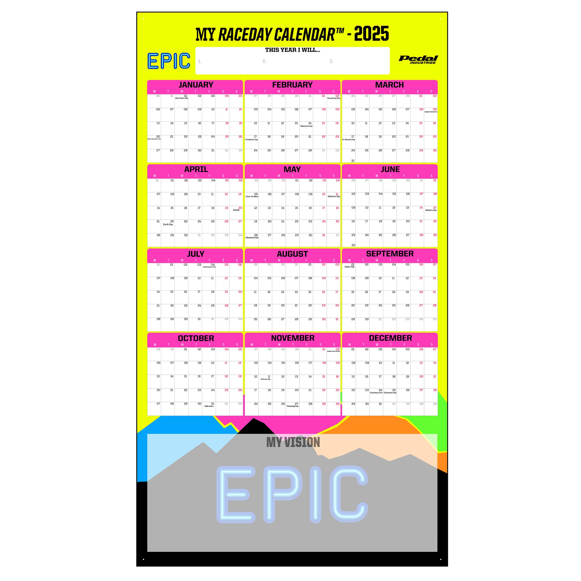Epic Devo 2025 GIANT MY RACEDAY CALENDAR – PEDAL Industries