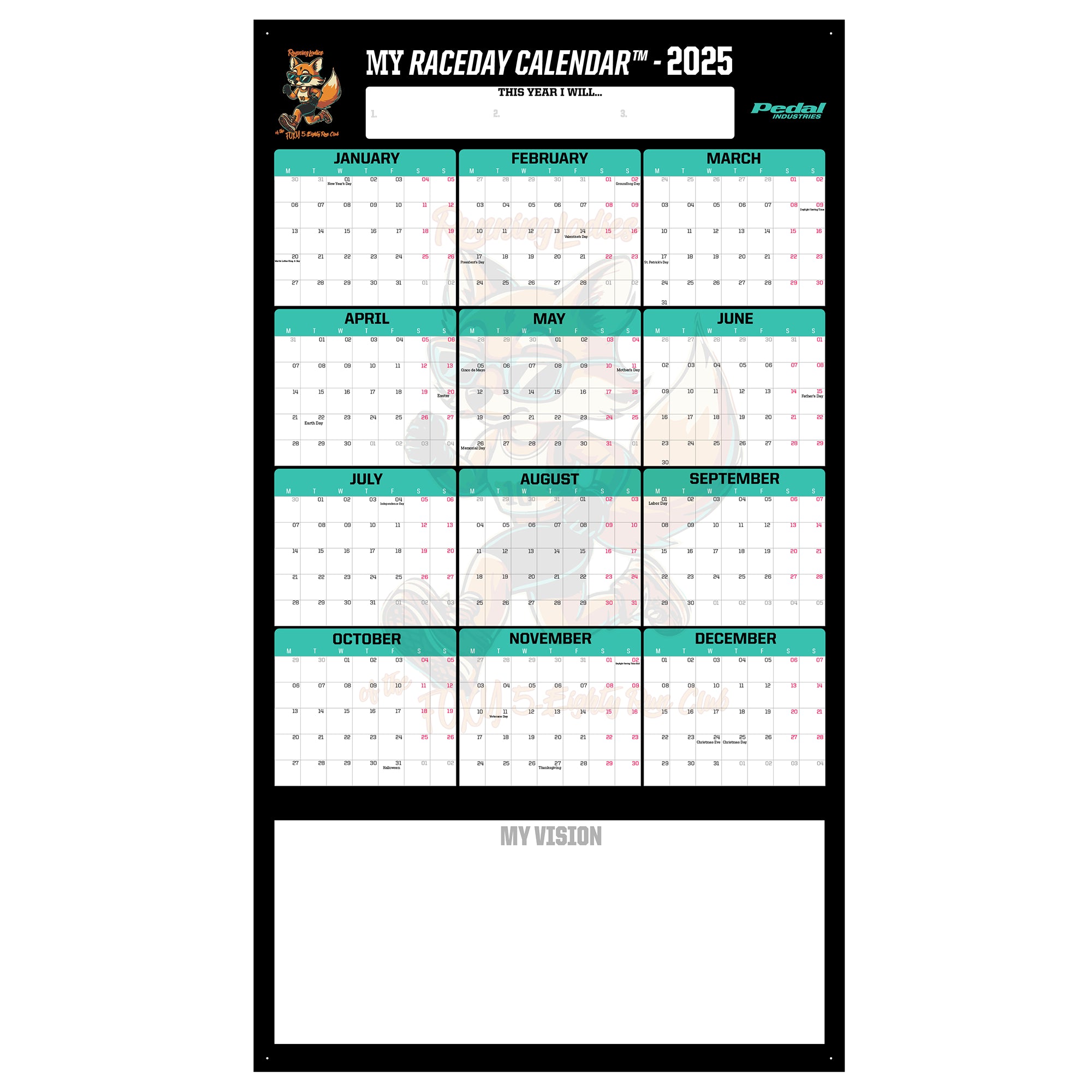 Foxy-580 2025 GIANT MY RACEDAY CALENDAR – PEDAL Industries