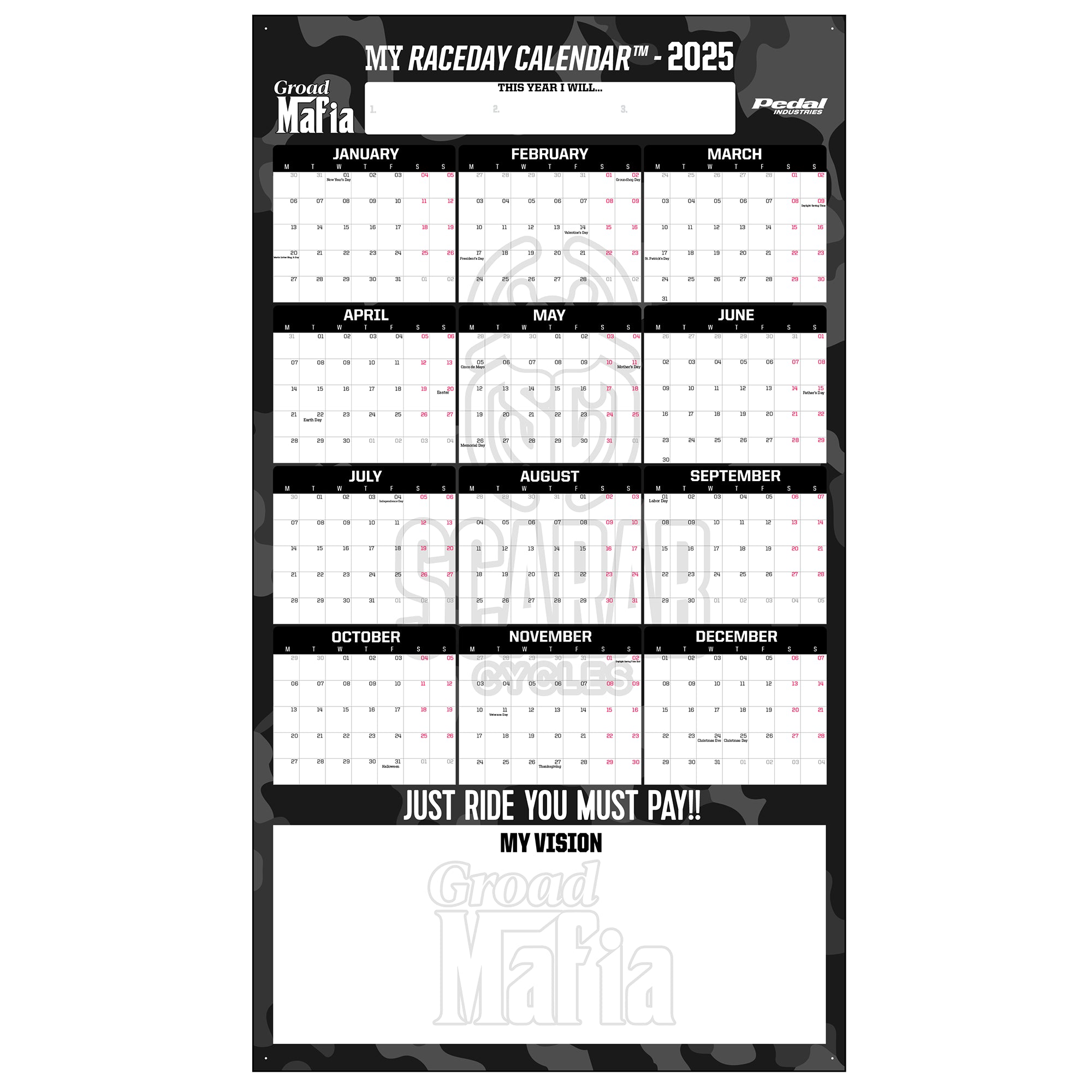 Groad Mafia 2025 GIANT MY RACEDAY CALENDAR – PEDAL Industries