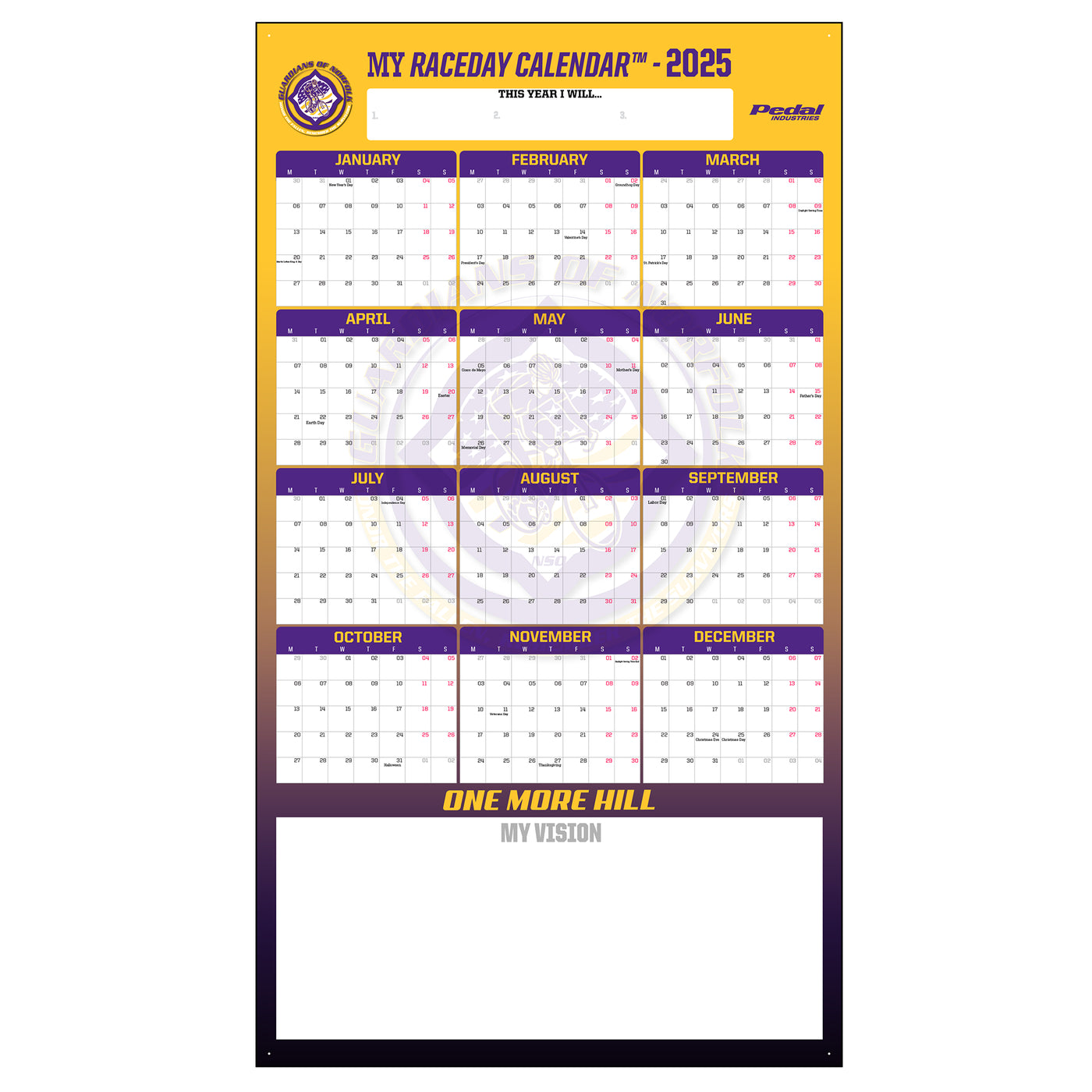 Guardians of Norfolk 2025 GIANT MY RACEDAY CALENDAR – PEDAL Industries