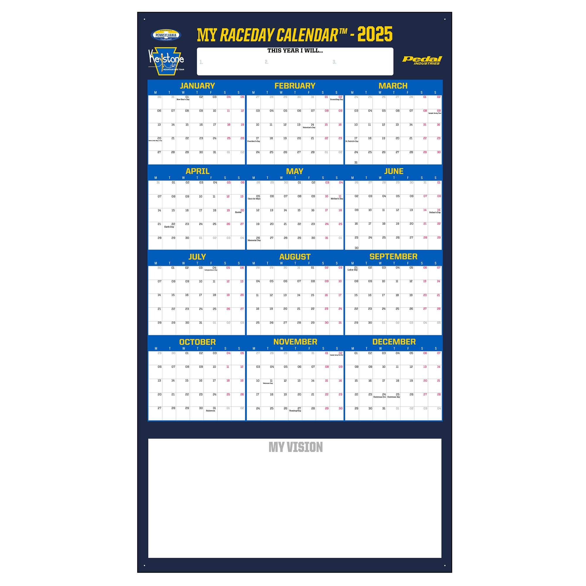 Keystone Composite MBT 2025 GIANT MY RACEDAY CALENDAR – PEDAL Industries
