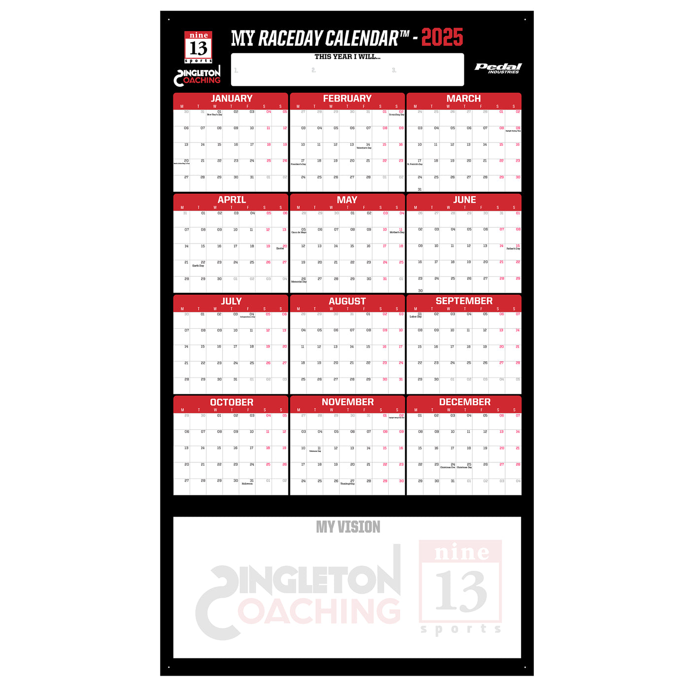 Singleton Coaching Nine13 2025 GIANT MY RACEDAY CALENDAR – PEDAL Industries